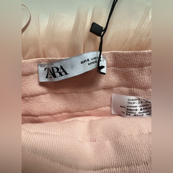 Zara | Tops | Zara Light Pink Strapless Top With Tulle | Poshmark